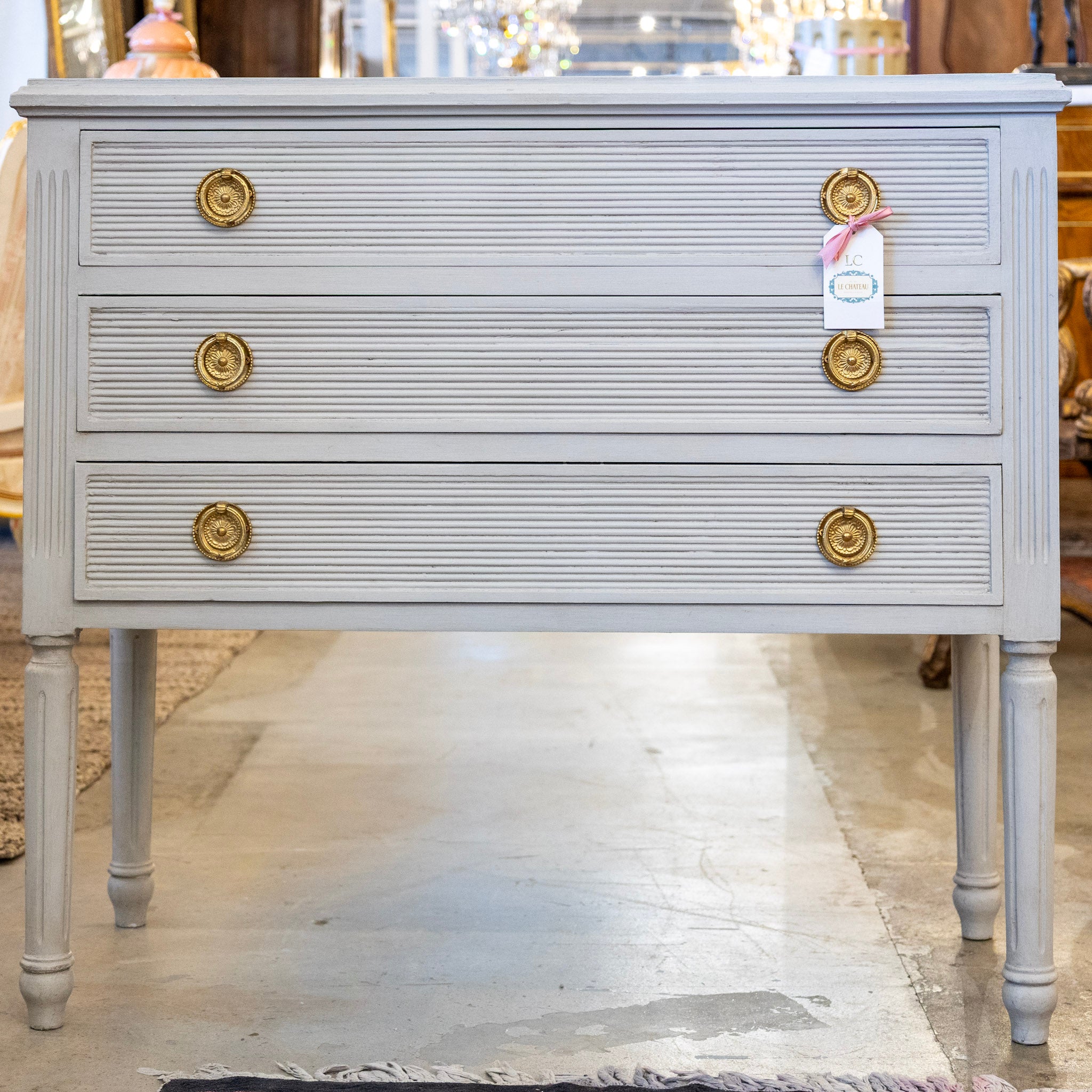Swedish 3-Drawer Dresser – Reeded Drawers & Tall Fluted Legs in French ...