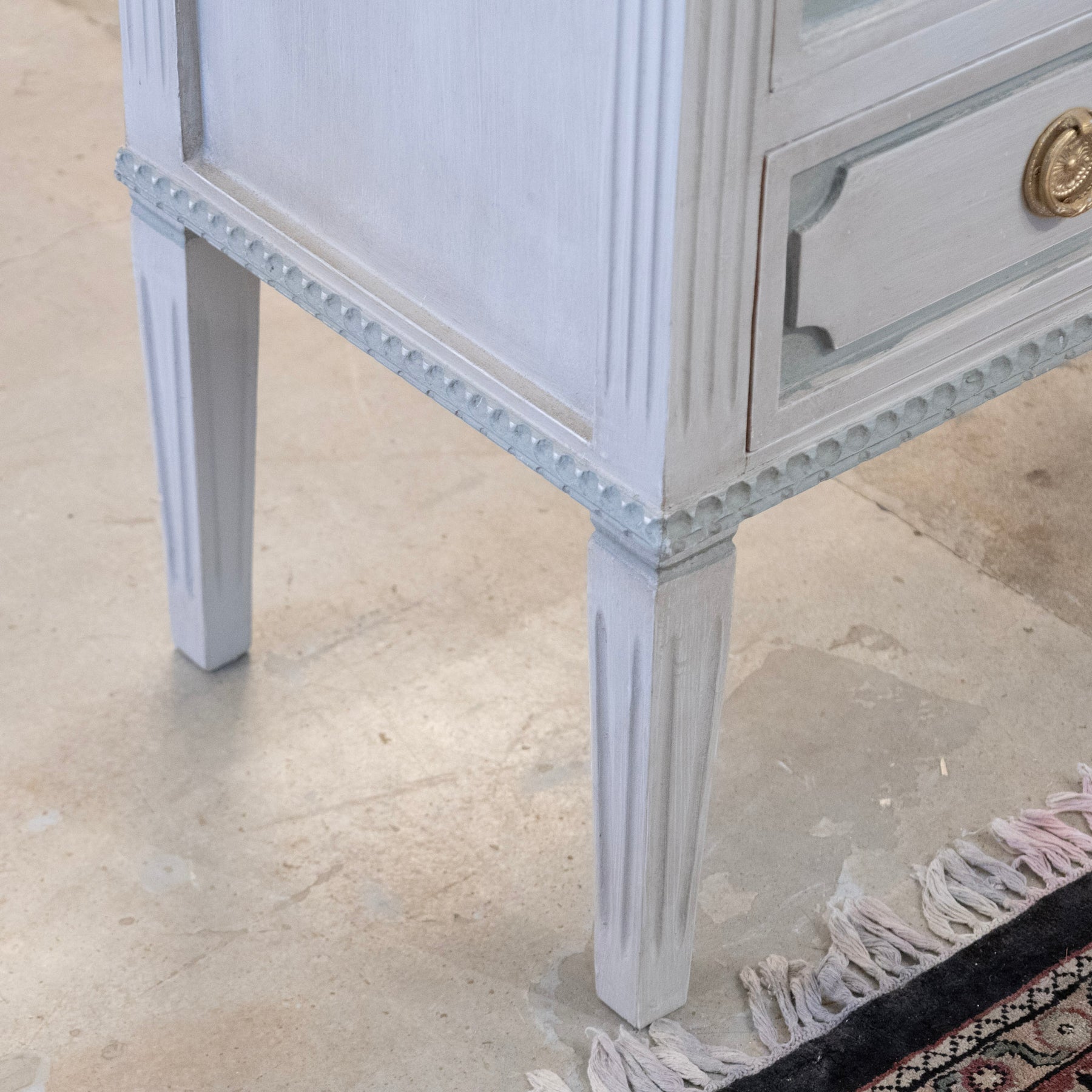 Swedish 3-Drawer Chest – Tall Legs with Fluted Trim in Blue & Grey – Le ...