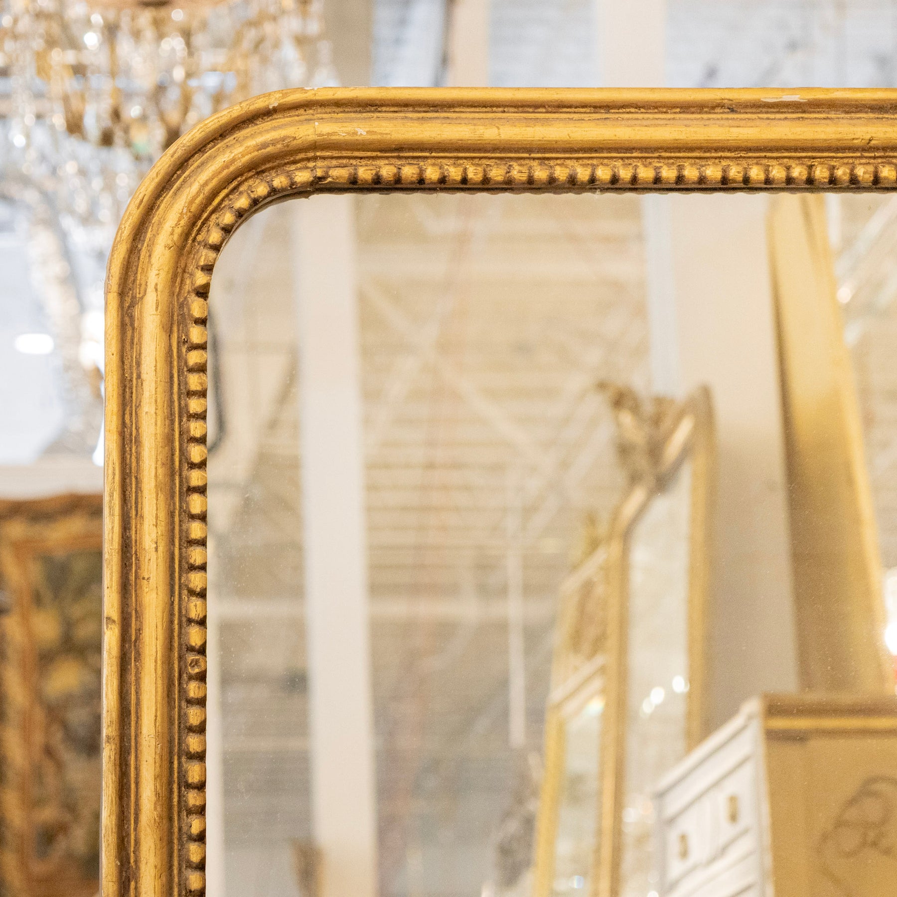 French Louis Philippe Gold Mirror — Beaded Trim – Le Chateau