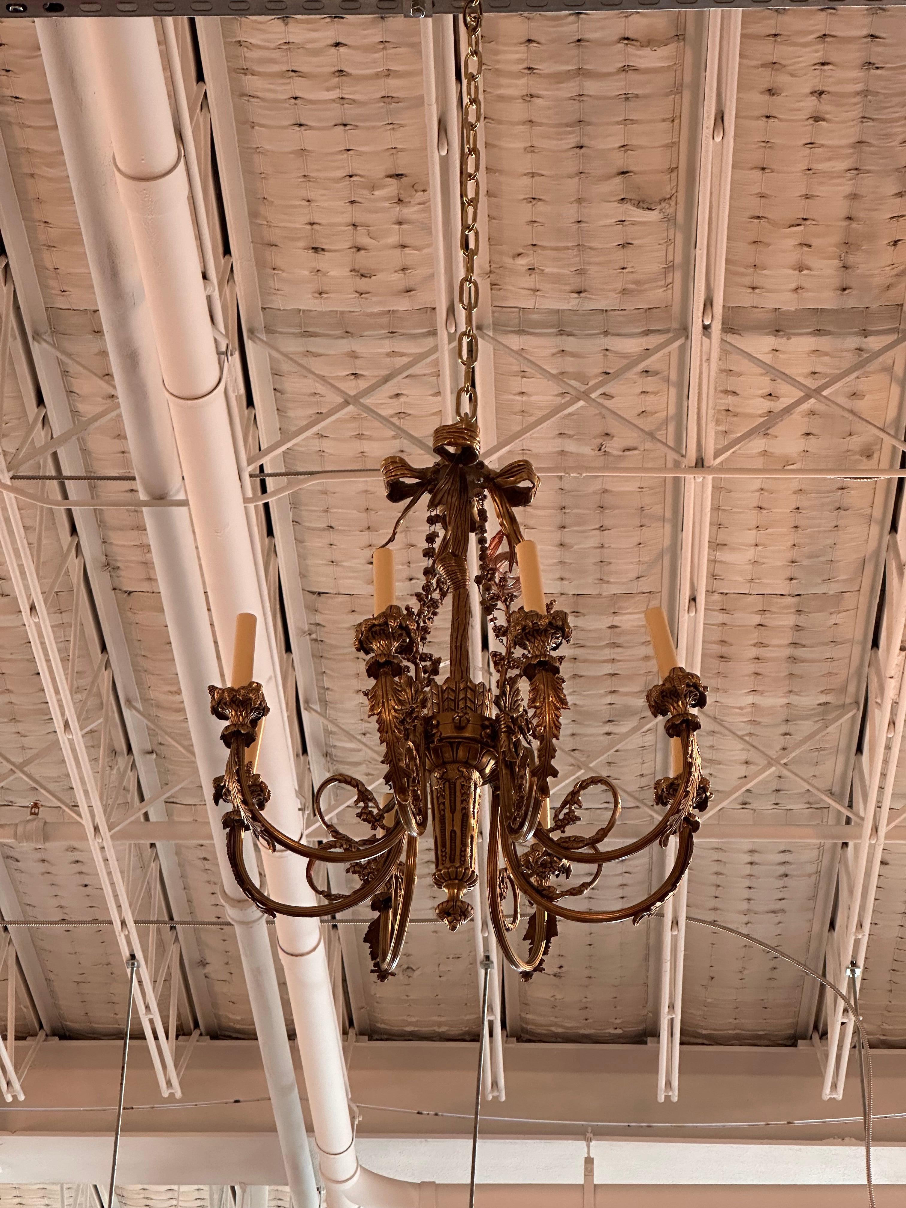 French Candelabra Chandelier with Carved Leaf & Berry Detail – Le Chateau