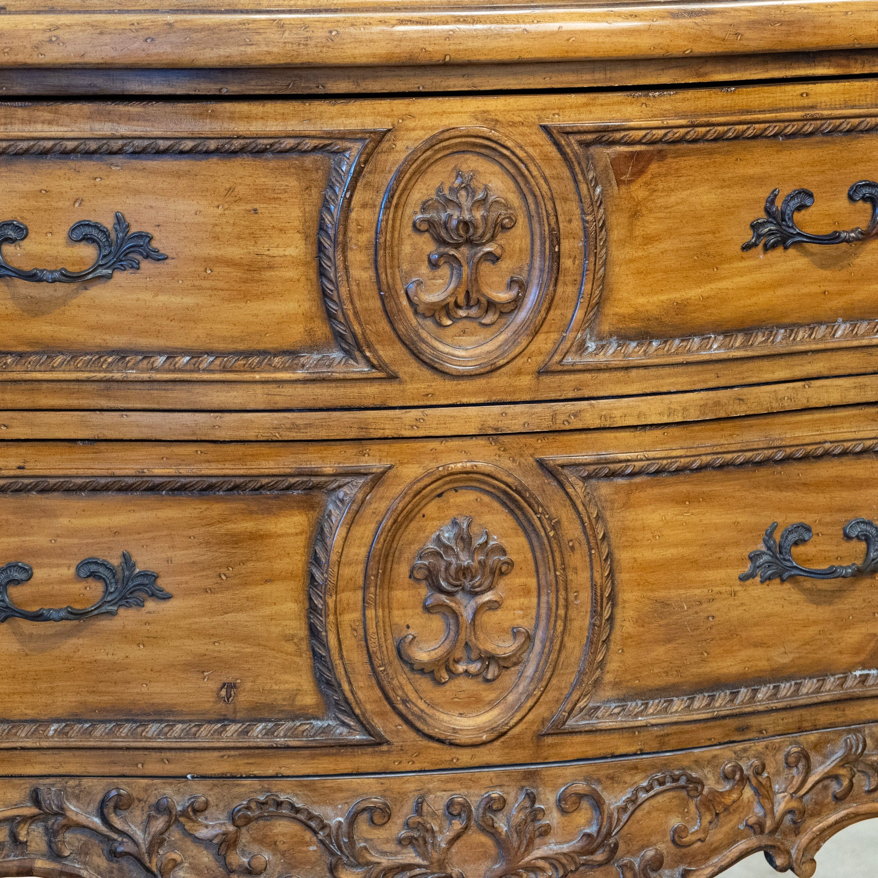 18th Century Louis XV Chest – Ornate Rocaille Carvings – Le Chateau