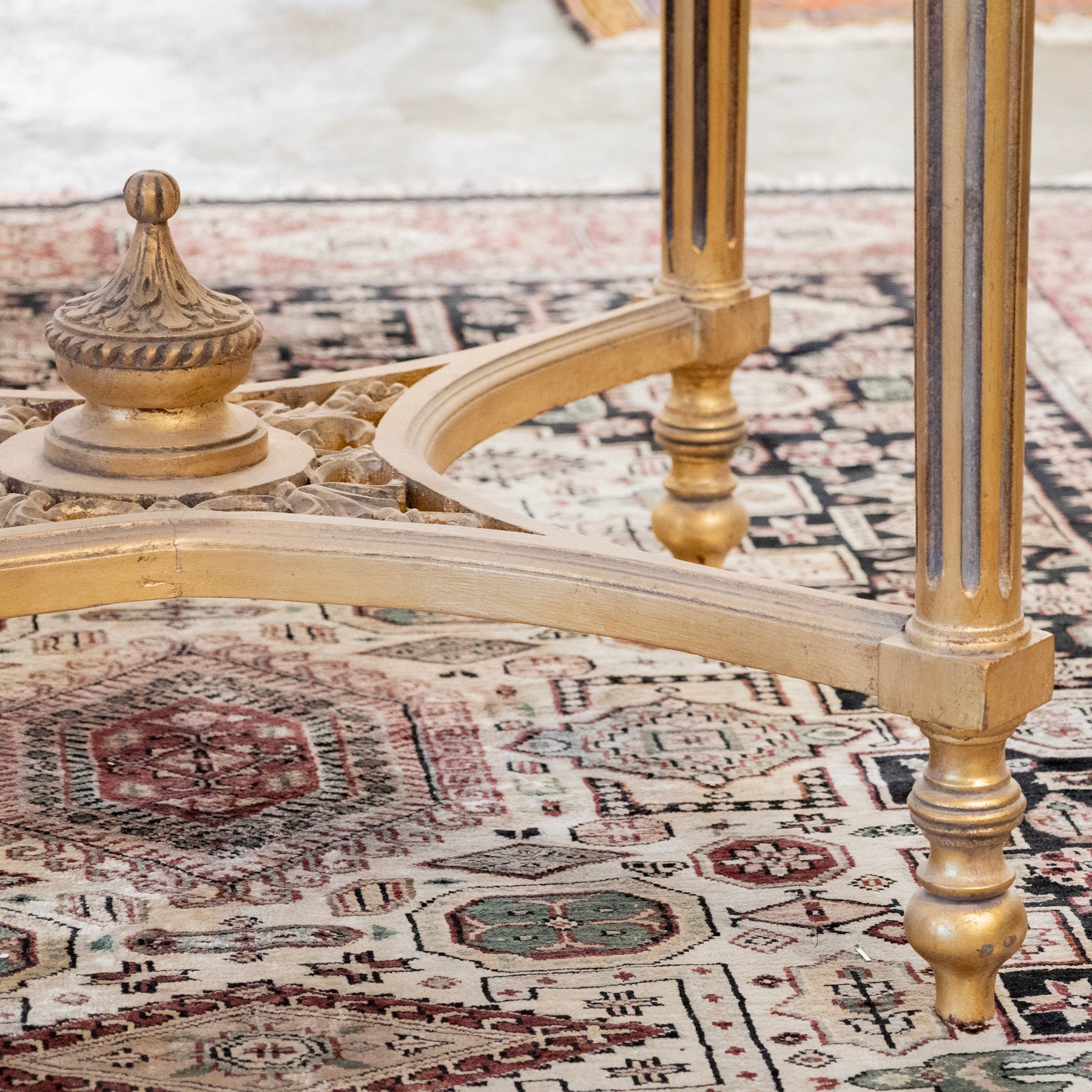 Louis XVI Gilded Center Table with Carved Detailing & White Marble Top ...